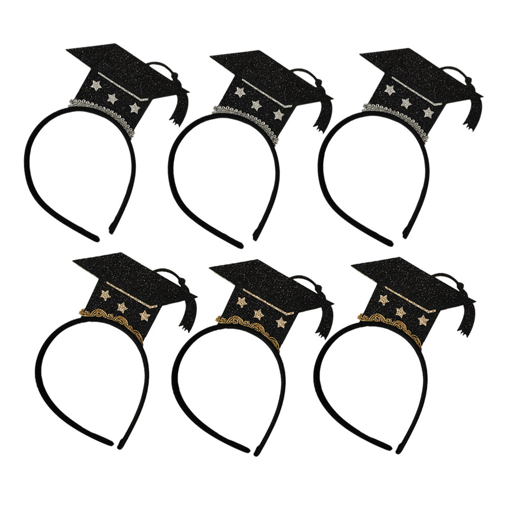 6 Штук Мини Докторская Шапочка Для Волос Глitter Graduation Headband 20*20Cm
