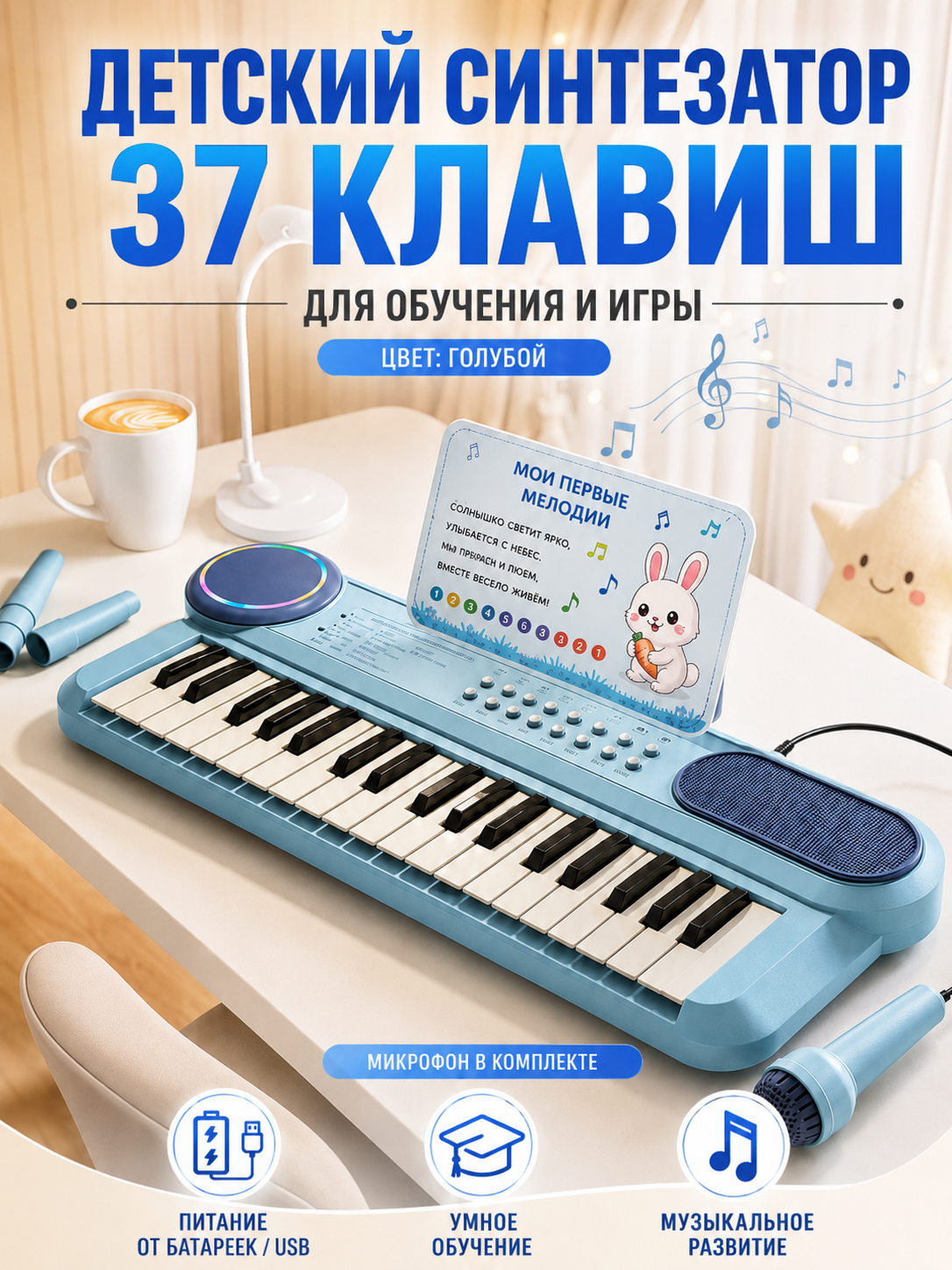Электронный синтезатор 37 клавиш для детей, розовое пианино с микрофоном, компактный музыкальный инструмент для домашних музыкальных занятий малышей