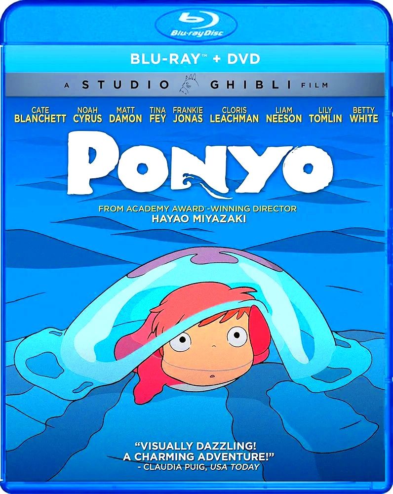 Хаяо Миядзаки. Рыбка Поньо на утёсе. Blu-ray. Мультфильм 2008 года. Аниме, приключения, семейный, фэнтези. Япония.