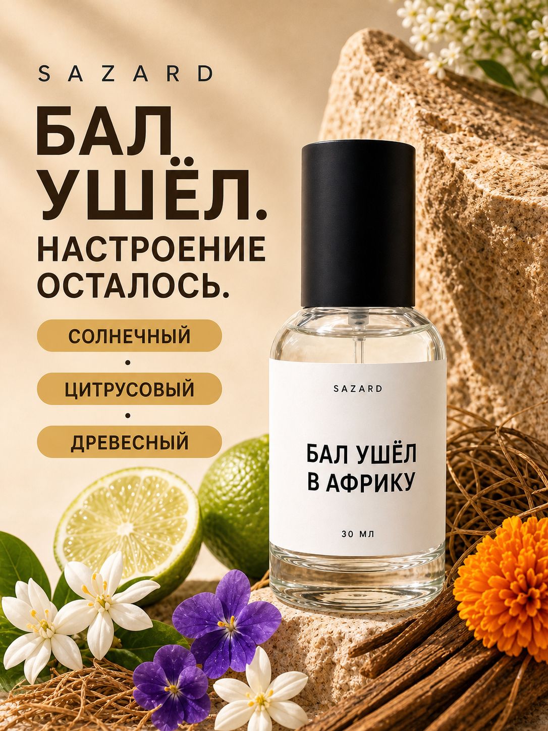 Духи и парфюм SAZARD Бал ушёл в Африку, унисекс, 30 мл