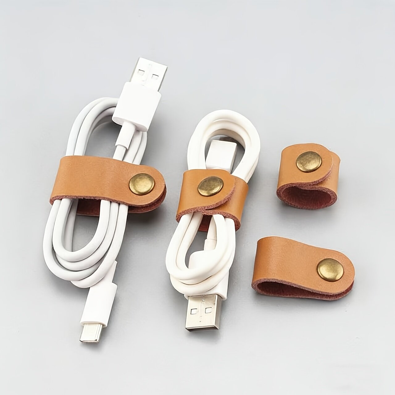 Ремешки-органайзеры для кабелей, коричневые, 5 шт.