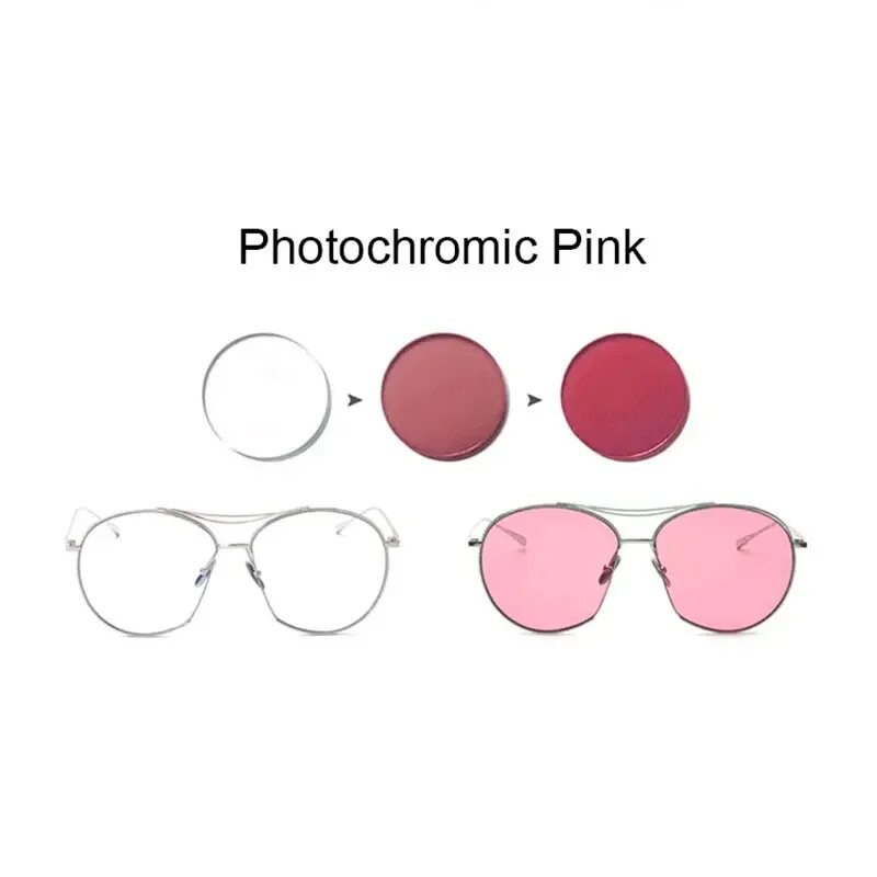 Фотохромные линзы DIXSG CR-39 1.56/1.61/1.67 для очков от близорукости 2 шт. Pink, 1.61, Розовый