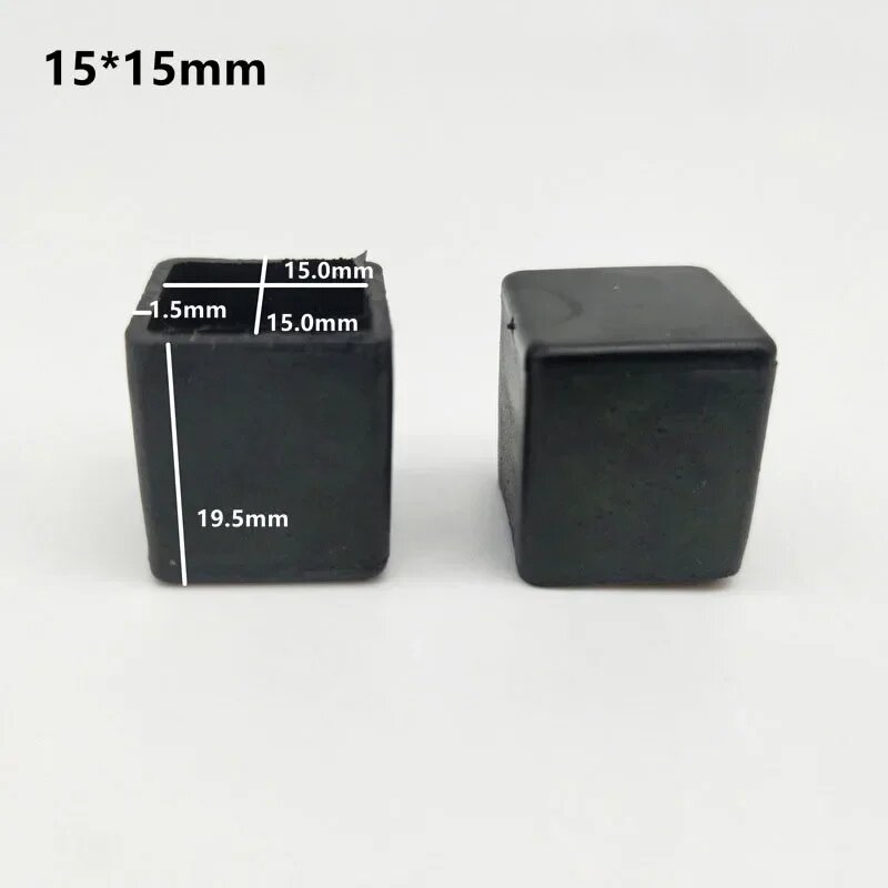 Черные резиновые накладки на ножки мебели 15x15mm, 8шт