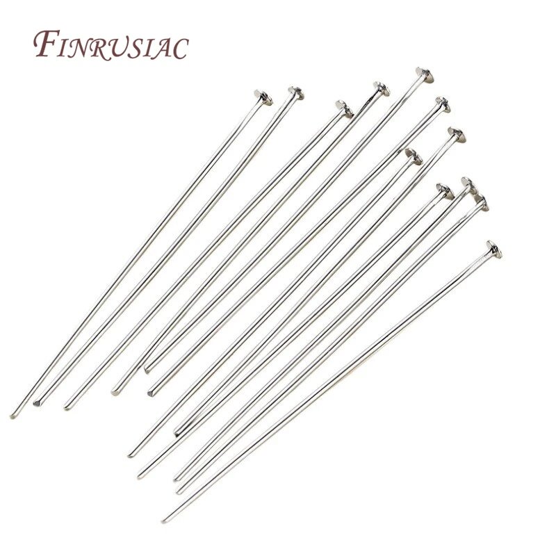 Золотые позолоченные пины для бижутерии FINRUSIAC 100 шт Серый, 0.6x50mm-100pcs, Rhodium Plated