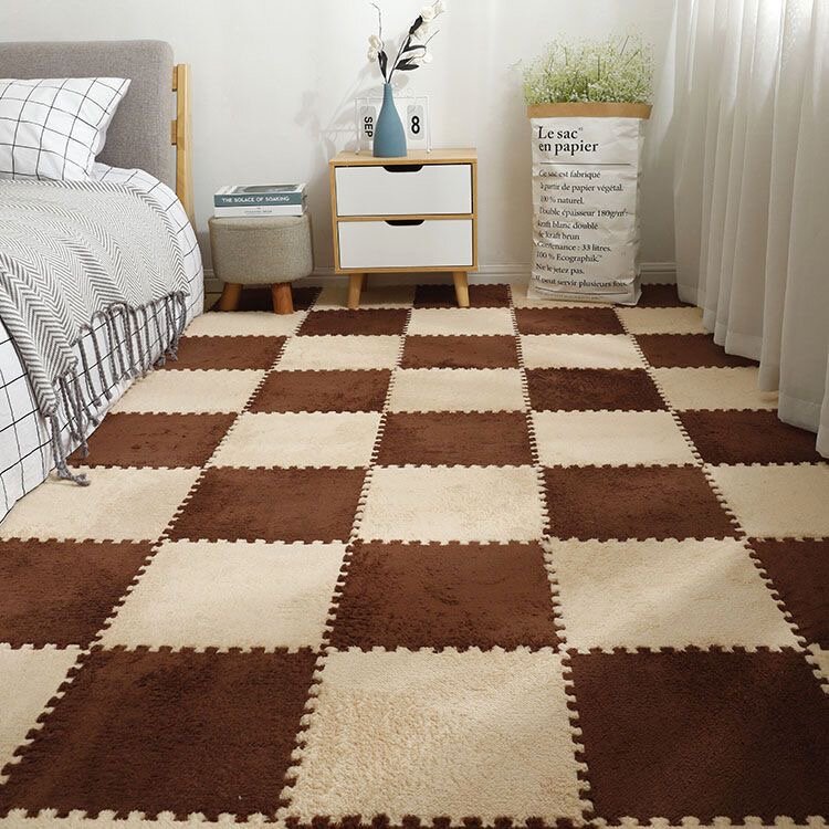 Коврик-пазл с мягким ворсом, теплый, для зимы, 30х30х1см, 10 шт, beige+brown