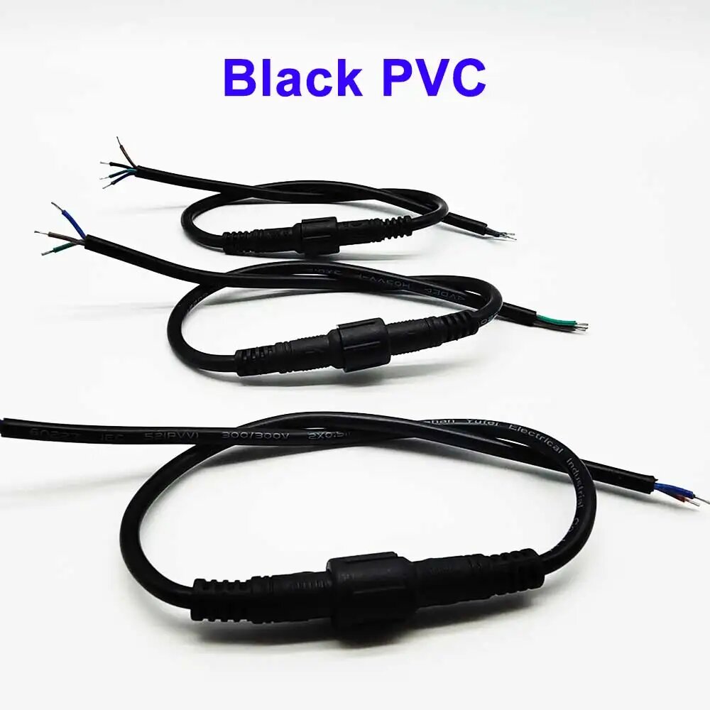 Водонепроницаемый разъем LED 3Pin, черный PVC, 20 пар