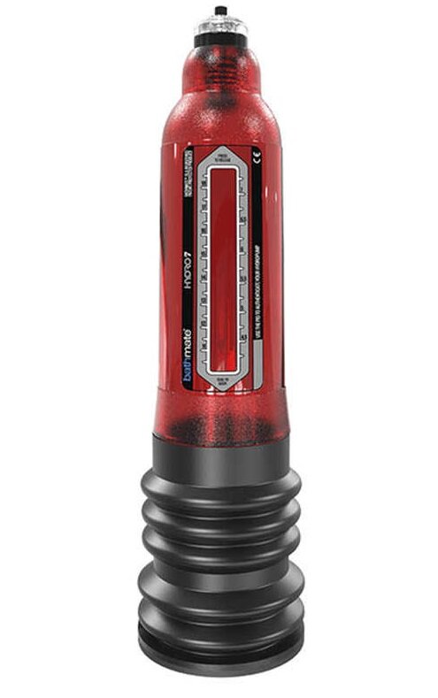 Гидропомпа Bathmate HYDRO7 Red с длиной 17.8 см и диаметром 5 см из пластика и силикона в красном и черном цветах