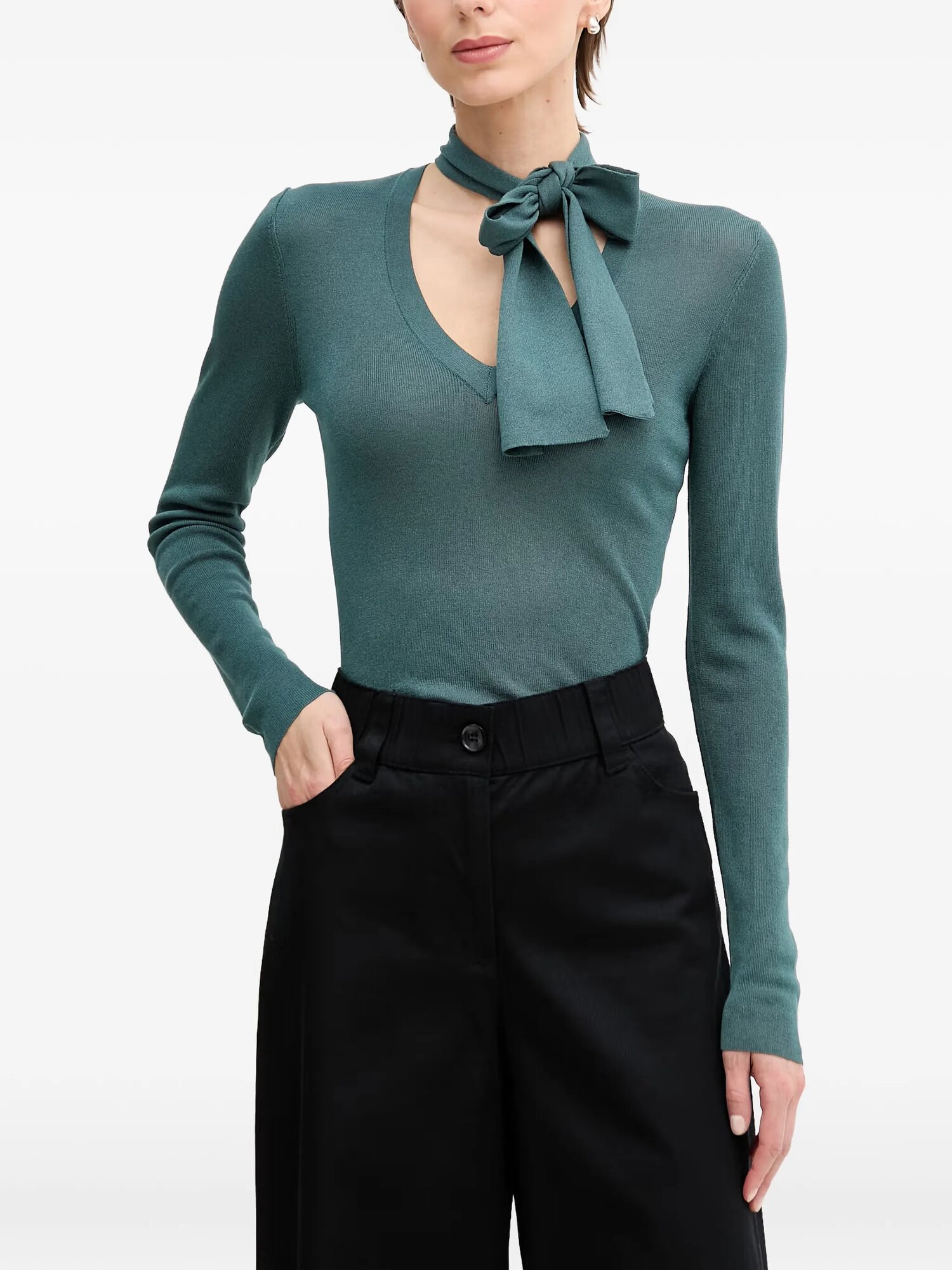 Свитер Bow-detail V-neck sweater
