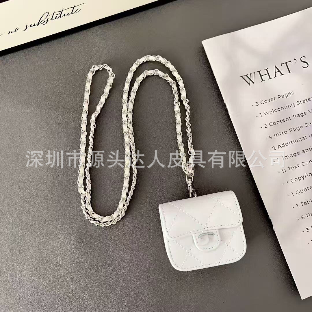 Компактный чехол для беспроводных Bluetooth-наушников Apple 2/3/Pro 2 в стиле Chanel, портативный, с цепочкой.
