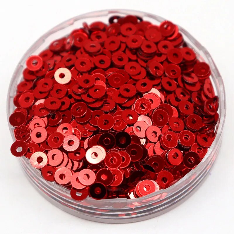 Плоские пайетки ПВХ 3-6 мм 20 г multicolored Красный, 6mm 20g 1500pcs, red 20g