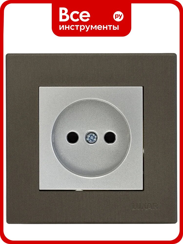 Розетка Luxar Mosaic с/у без з/к серебро/титан с рамкой, 250В 16А (20.020.02) 4606400430490