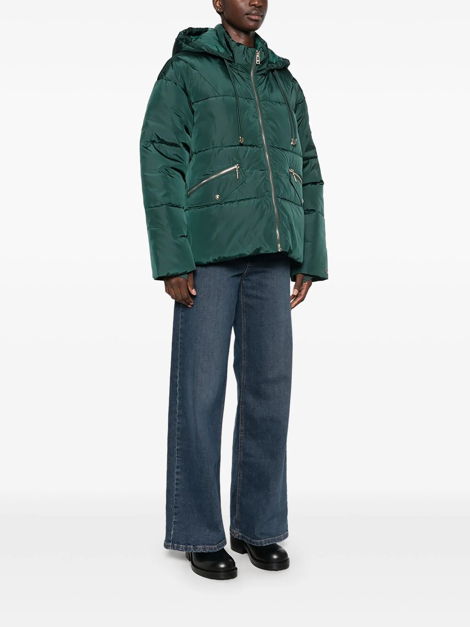 Куртка LIU JO Quilted hooded jacket, размер 34, green — фото 1