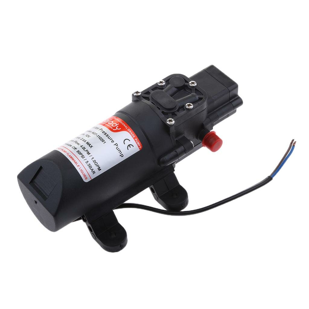 Мембранный водяной насос постоянного тока 12 В, давление 80 PSI, расход 4 л/мин, подходит для автодомов, лодок и морских судов.