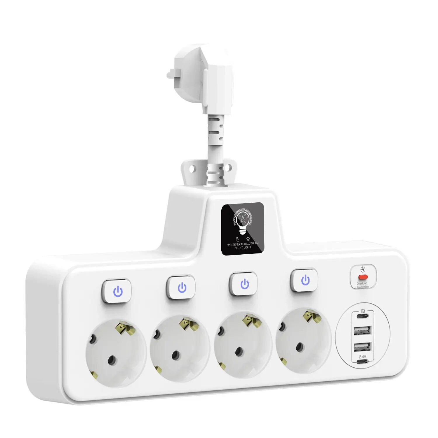 Удлинитель с розетками EU Schuko и USB-C EU Plug White