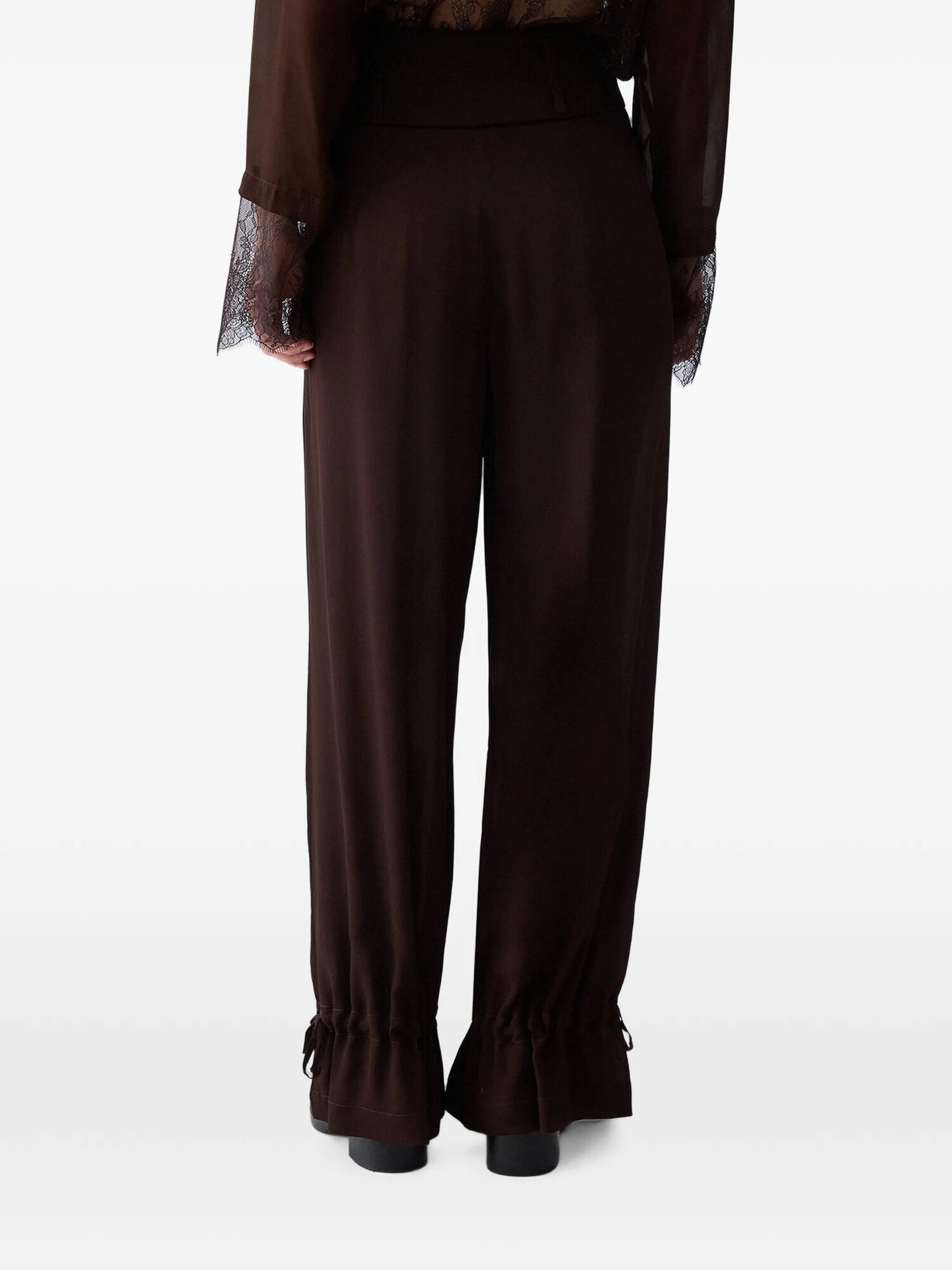 Брюки LIU JO Wide-leg trousers with drawstring, размер 38, коричневый — фото 1