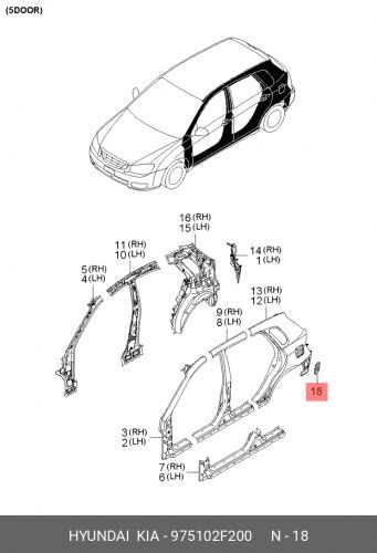 Решетка вентиляционная боковая Hyundai-KIA 975102F200