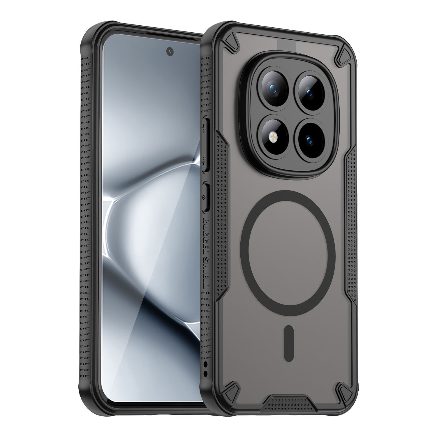 Чехол на Xiaomi Redmi Note 14 Pro / 14 Pro + / Poco X7 / Сяоми редми нот 14 про плюс / Поко х7 противоударный Magsafe с защитой камеры "Антишок" (черный)