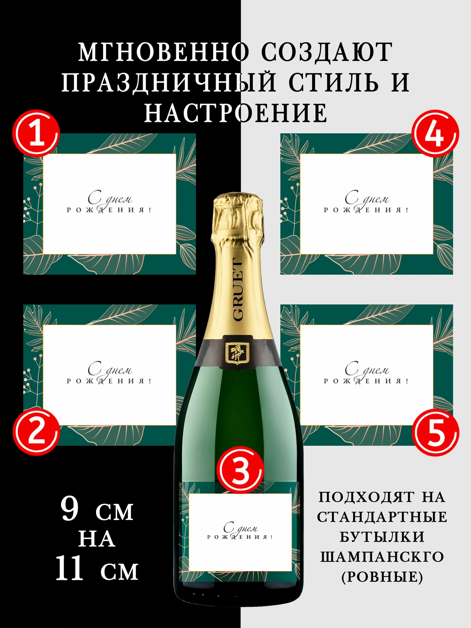 Наклейки на бутылки шампанского