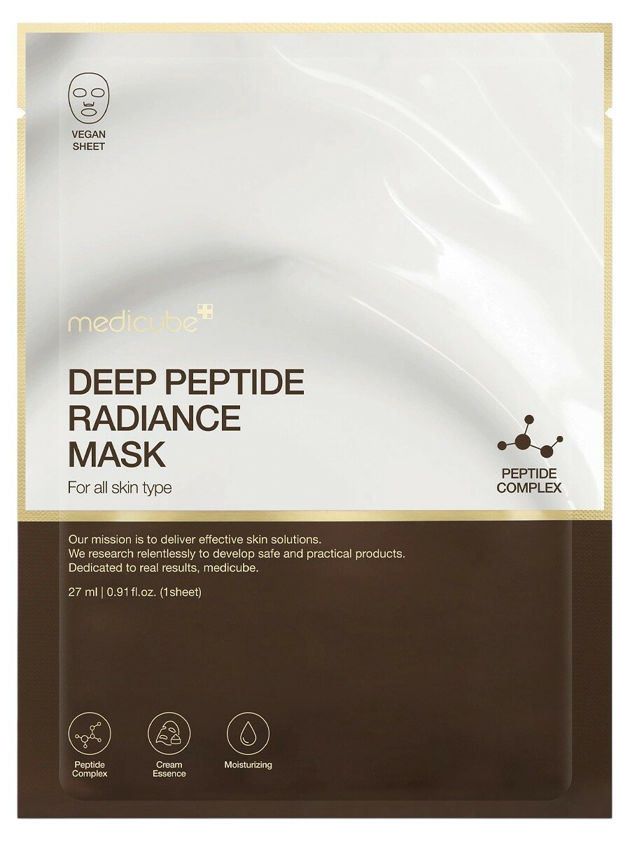Medicube Deep Peptide Radiance Mask 27g Омолаживающая тканевая маска с пептидами для сияния кожи, MD585, Medicube