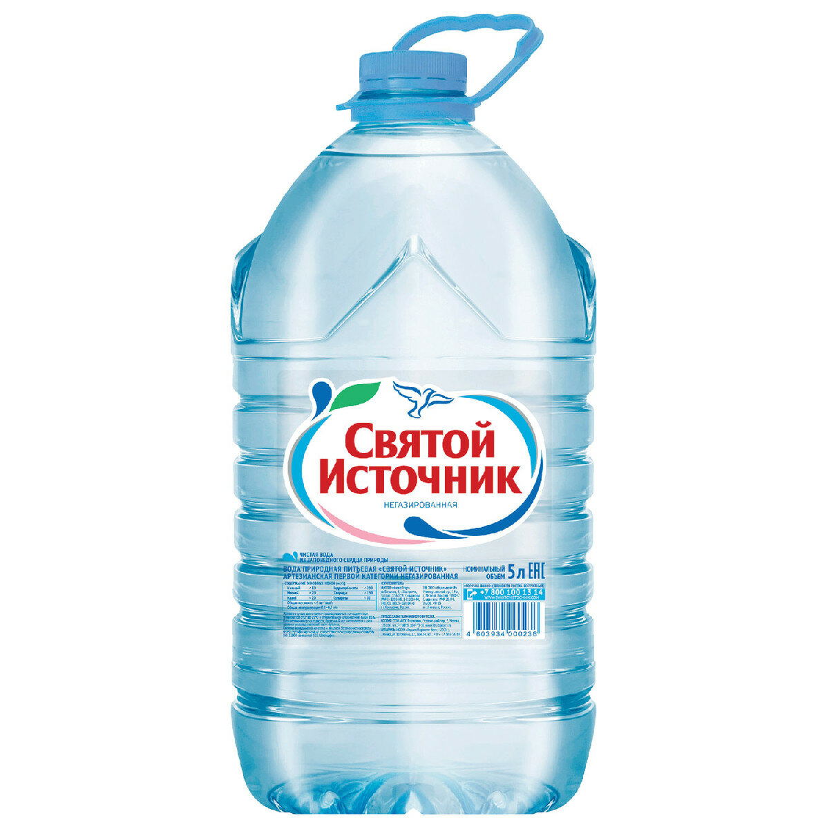 Вода негазированная питьевая "Святой источник", 5 л, пластиковая бутыль