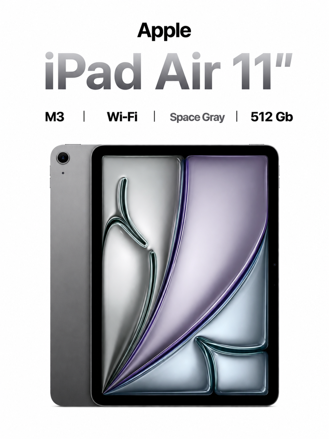 Планшет Apple iPad Air (2025) M3, 11", 512 ГБ, Wi-Fi, Space Gray | Серый Космос