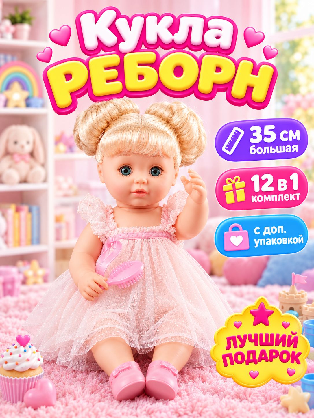 LIRENIS Интерактивная говорящая кукла для девочки, 35 см с русской озвучкой подарок для девочки