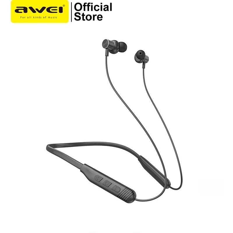 Awei G83 Беспроводные Bluetooth-наушники с шейным ремешком IPX6 Водонепроницаемый микрофон Спортивное шумоподавление 4 динамика Вызовы Встроенная TF-карта