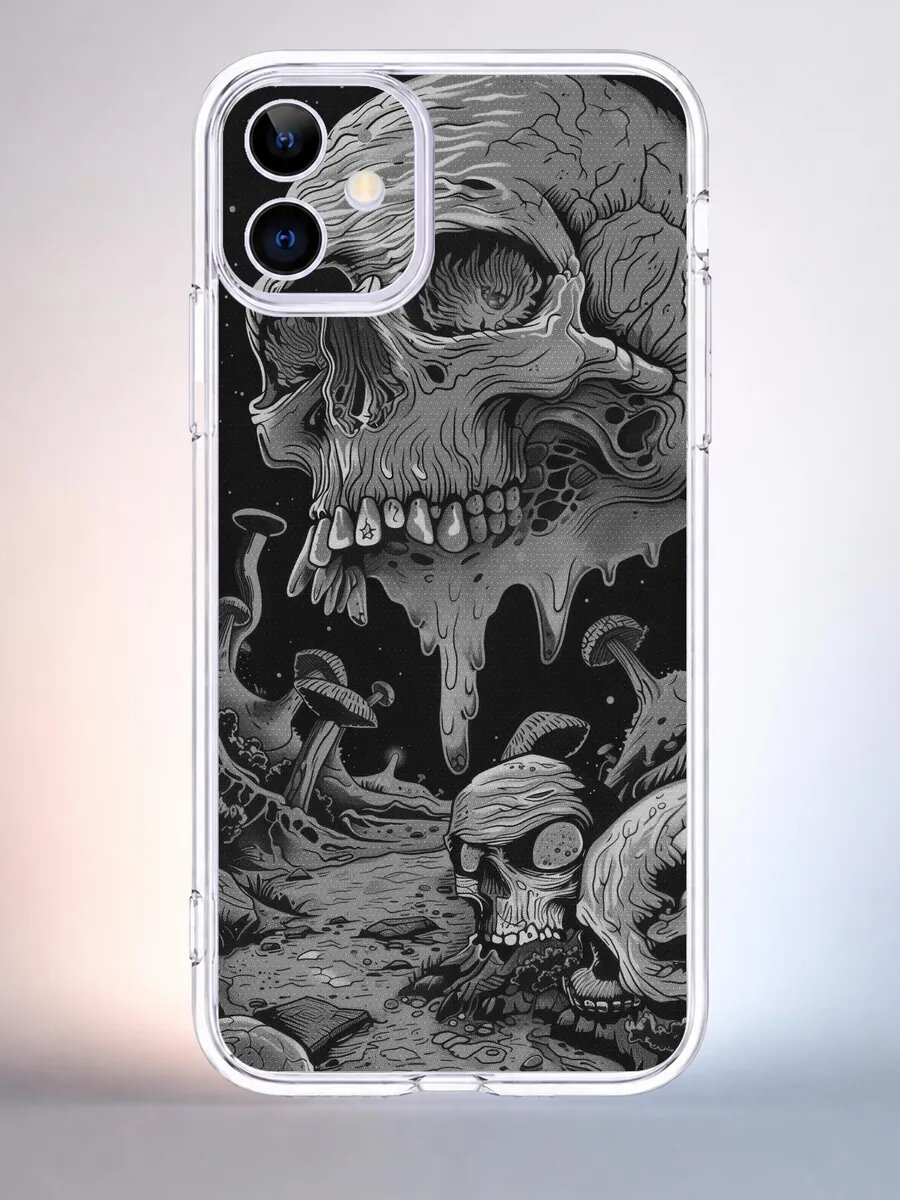 Чехол iPhone 15 Череп в Y2K Indie Sleaze