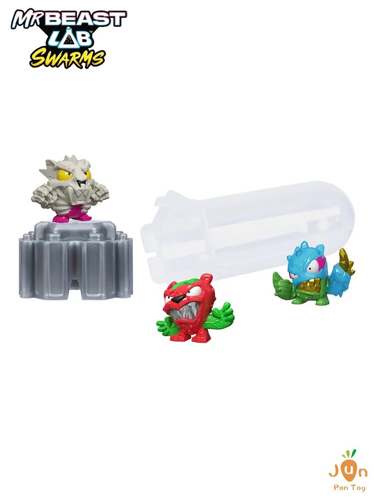Moose MrBeast Lab Swarms Hyper Fusion Series 3 Pack Test Tube / Детская модная игрушка-слепок из пробирки с 3 загадочными маленькими скульптурами, подходящая для подарков мальчикам старше 3 лет