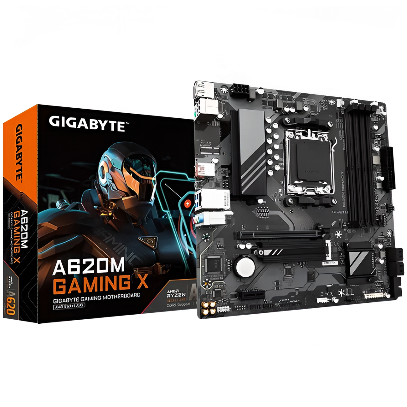 Материнская плата GIGABYTE A620M GAMING X (AM5/AMD A620/4xDDR5/PCI-Ex16/PCI-Ex1/M.2/SB7.1/GLAN/DisplayPort/HDMI/mATX)
