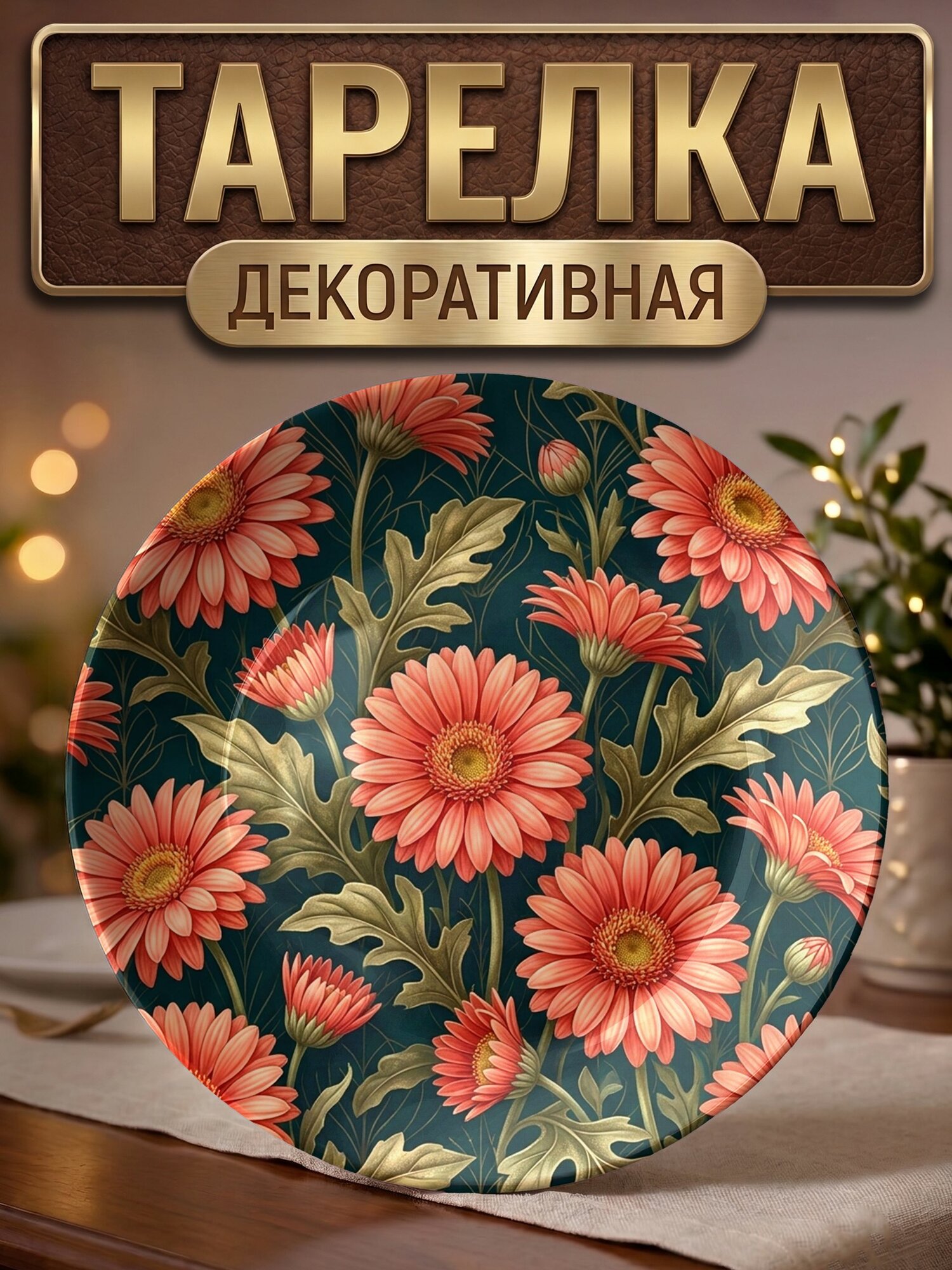 Тарелка декоративная Куст гербер