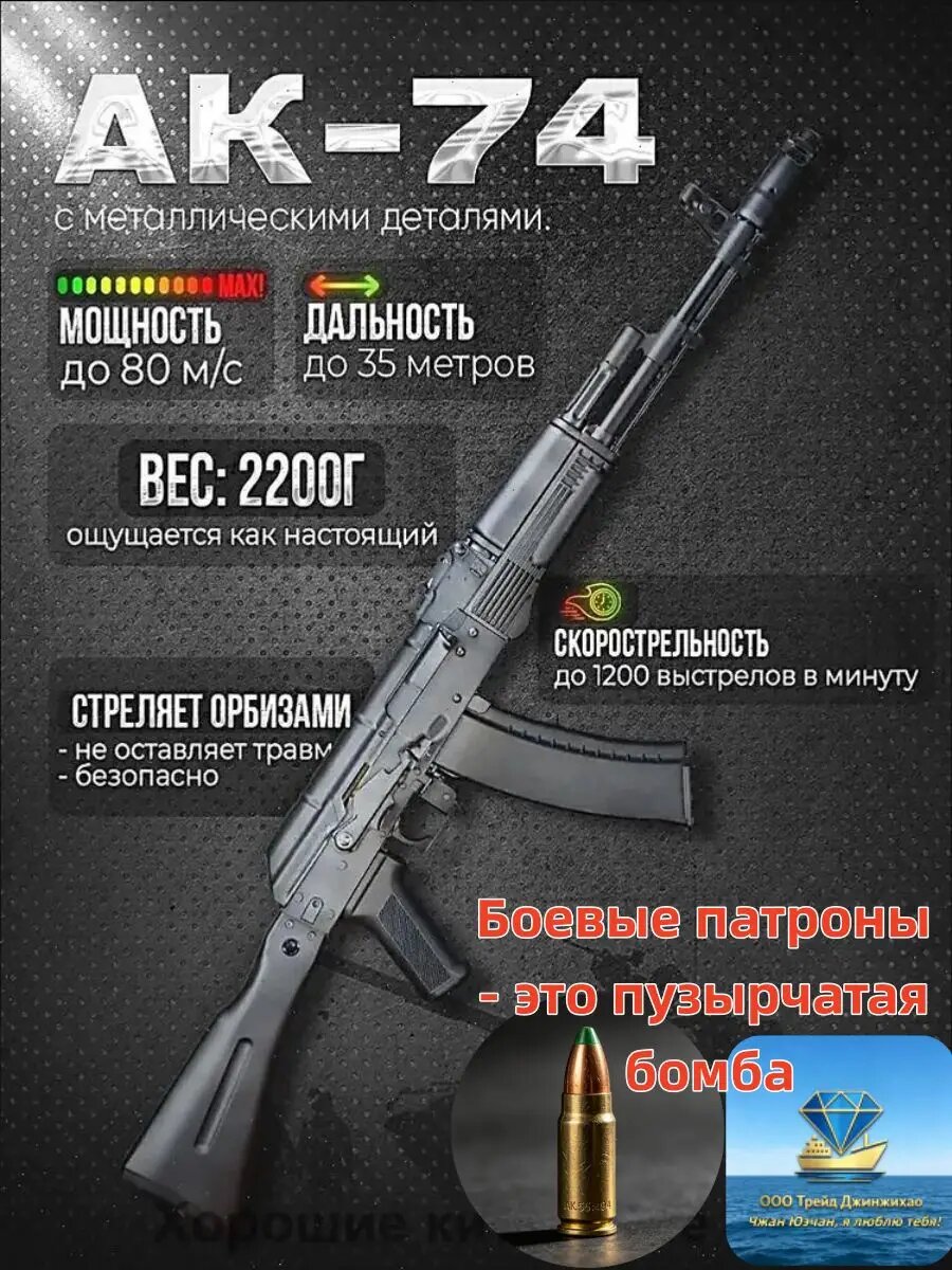 Автомат АК-74 с металлическими элементами на орбизе для страйкбола и коллекции