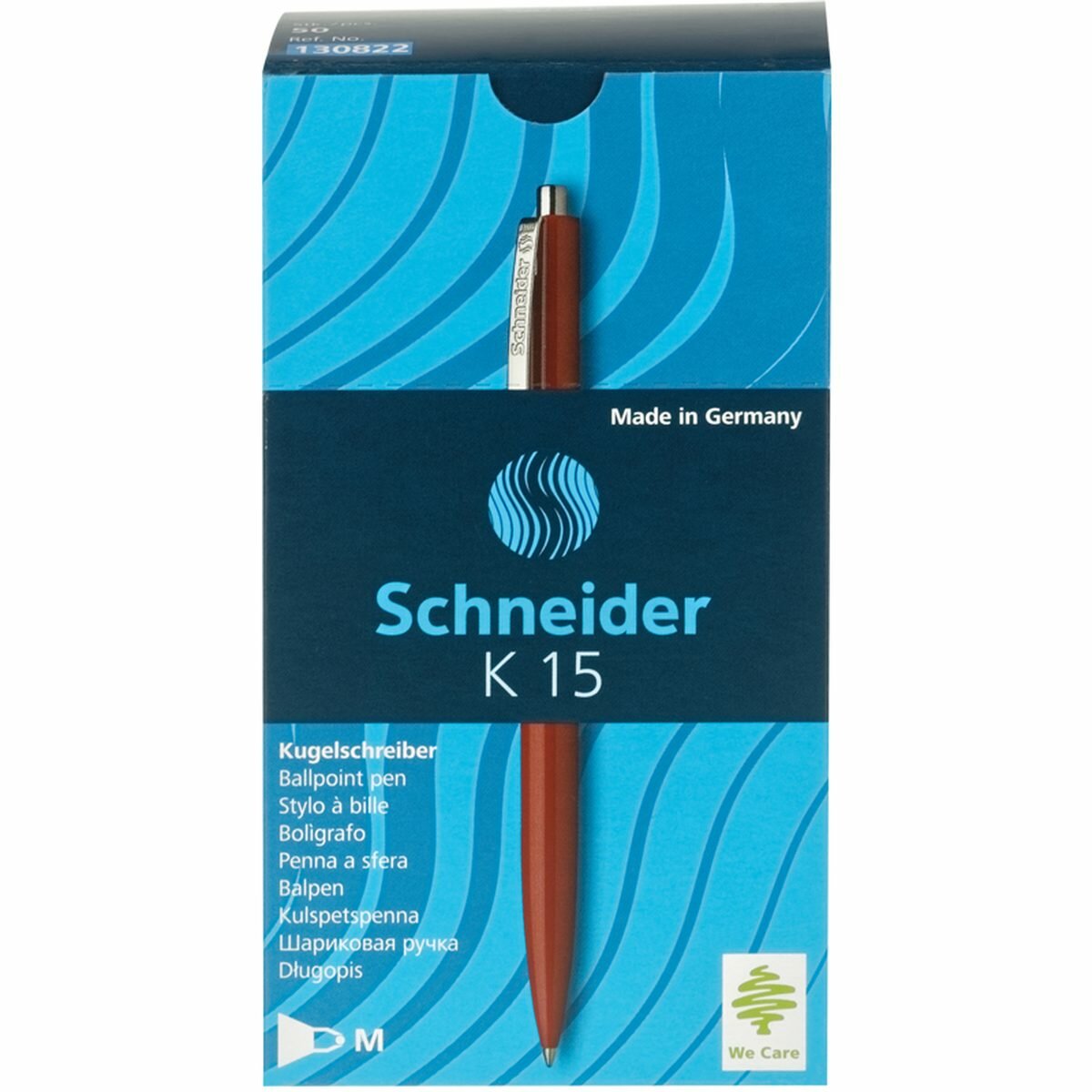 Ручка шариковая автоматическая Schneider K15 (0.5мм, синяя, корпус красный) (130822), 50шт.