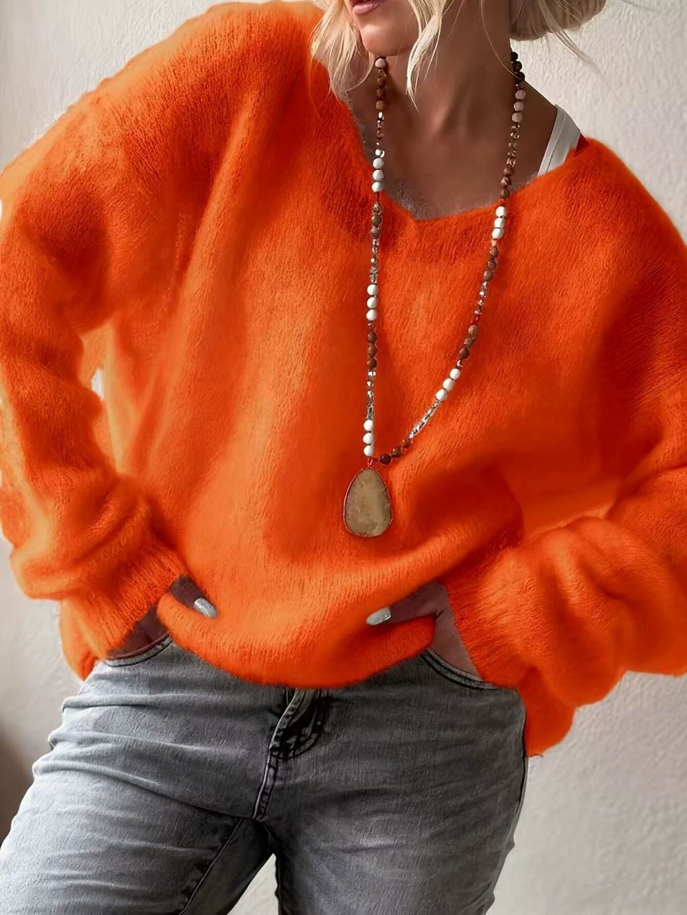 Свитер размер 48, , orange