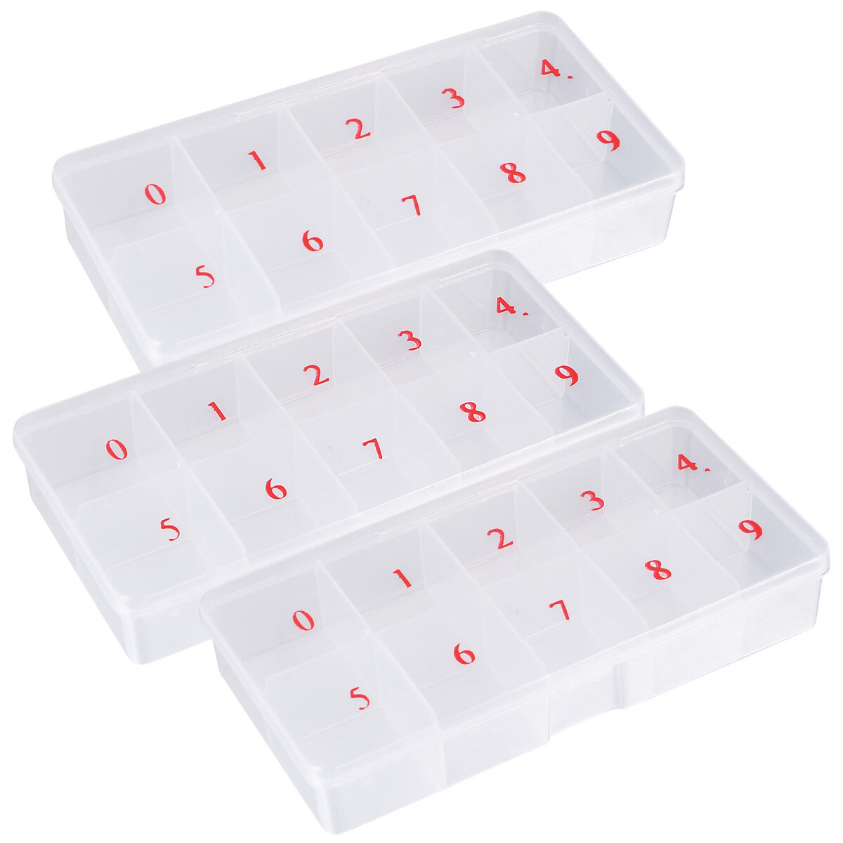Прозрачный Органайзер Для Ногтевого Искусства 3pcs Размер 18.00X9.10X3.30Cm