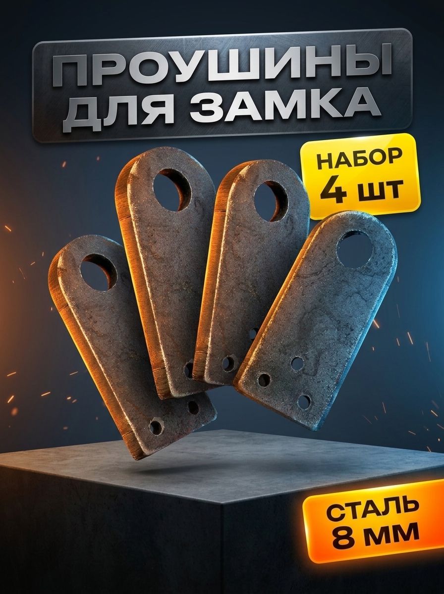 Проушина для замка 90*40 пробой ушко сталь 8 мм комплект 4 шт