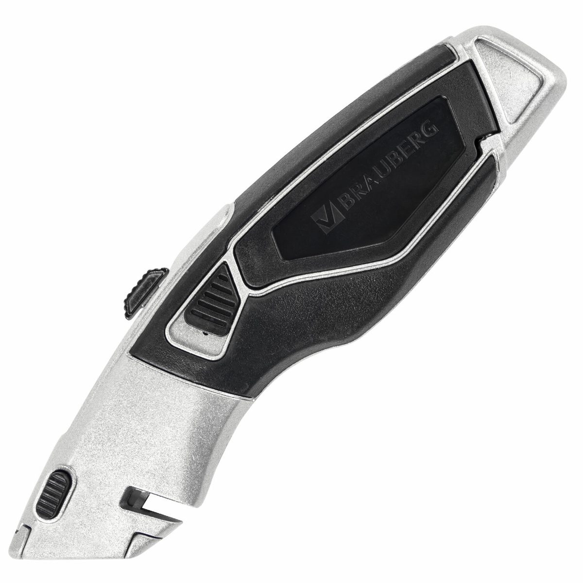 Нож универсальный мощный 18мм Brauberg Professional, 4 лезвия в комплекте, автофиксатор (237160), 12шт.