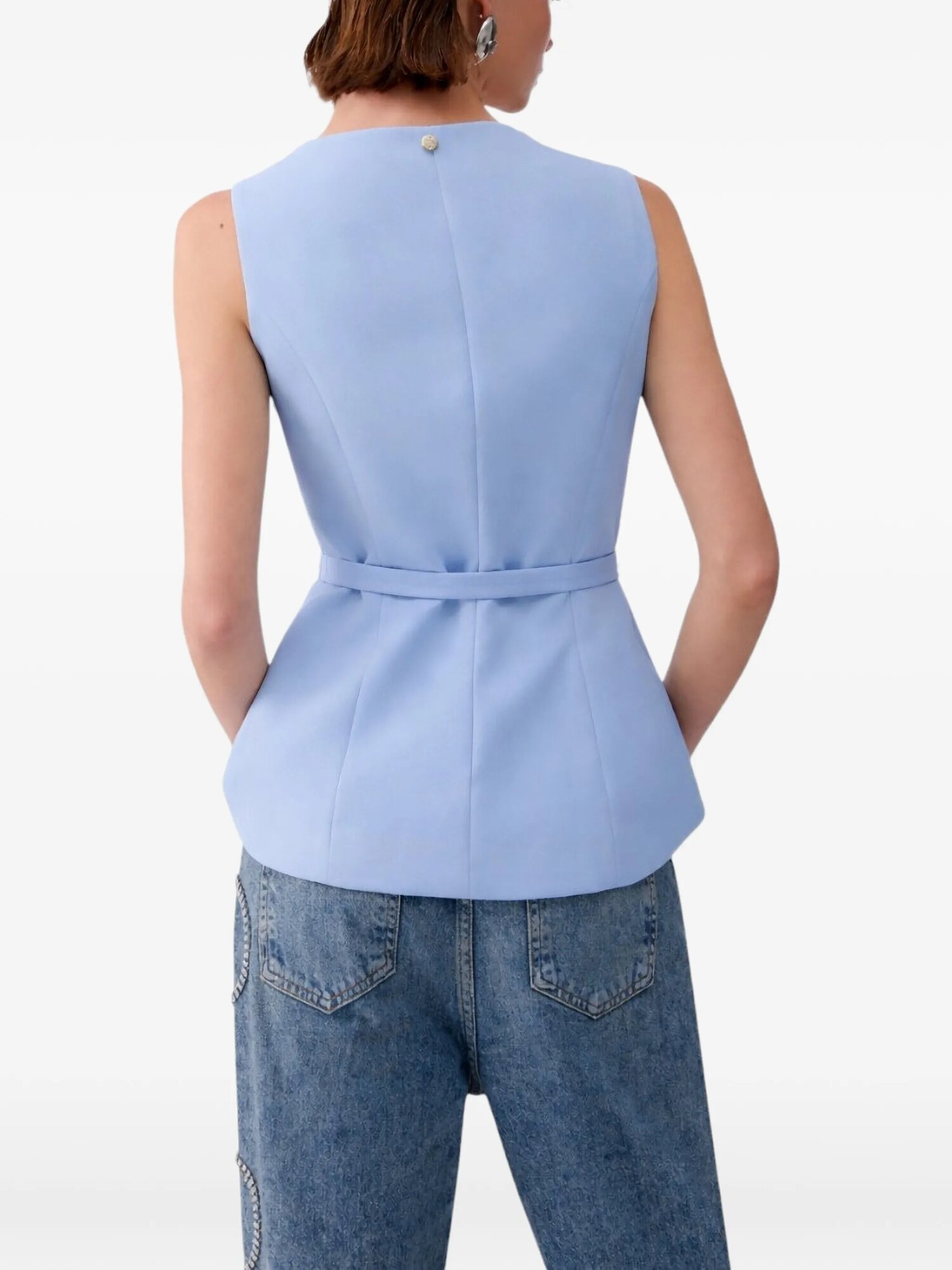 Куртка LIU JO Belted sleeveless jacket, размер 44, blue — фото 1