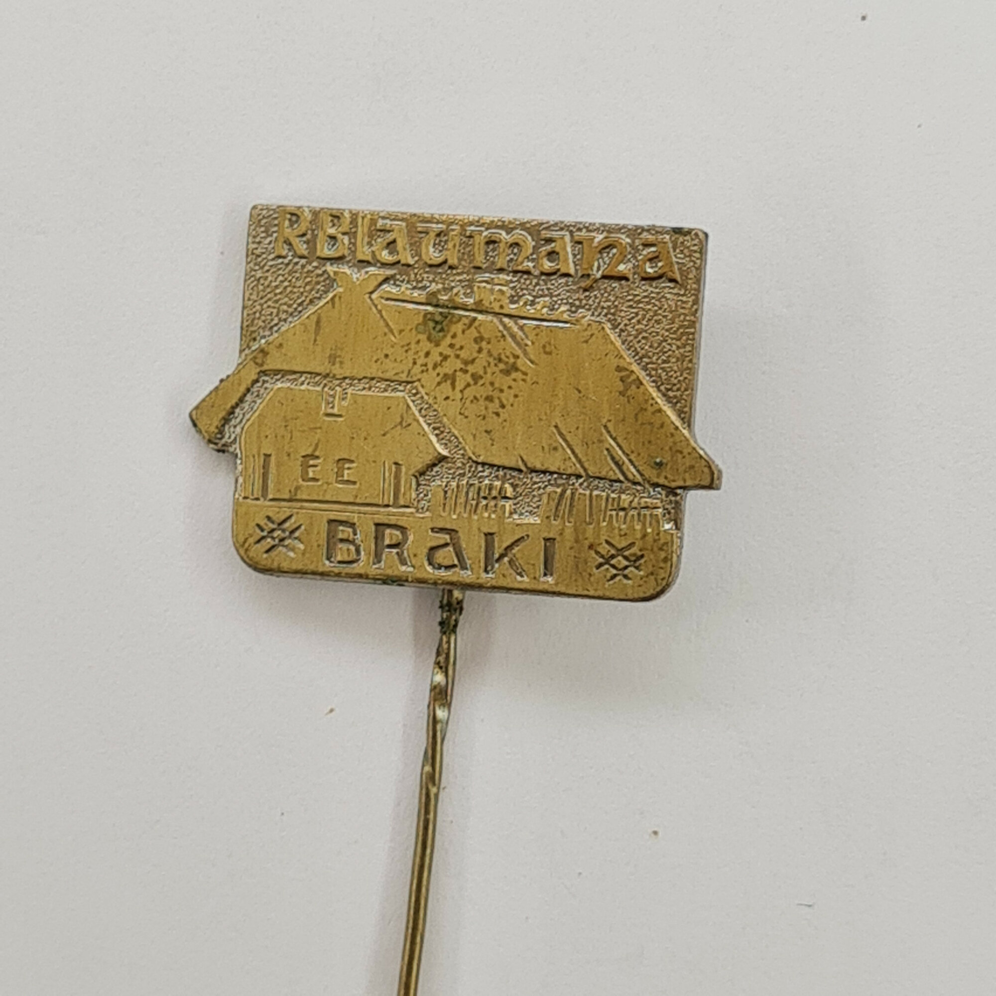 Значок с изображением дома, надпись "Braki", винтажный значок.