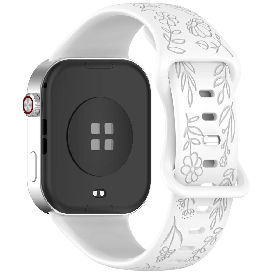 Белый силиконовый ремешок ATOPKEY для Apple Watch с 3D цветами