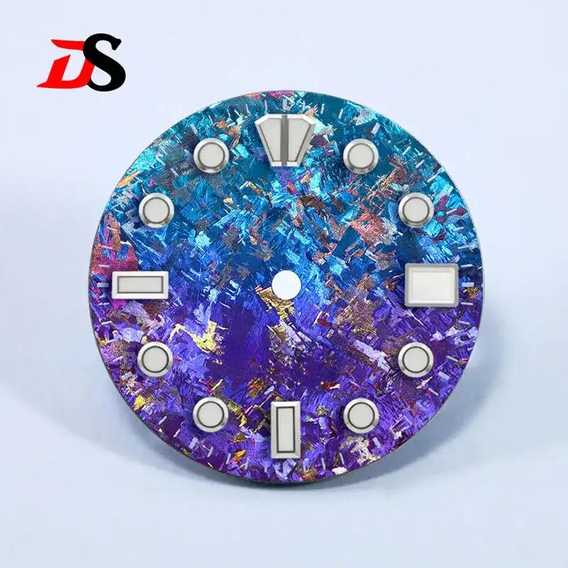 Циферблат NH35 Ice Crystal Titanium 28,5 мм синий Green lume no logo, Dark Blue green