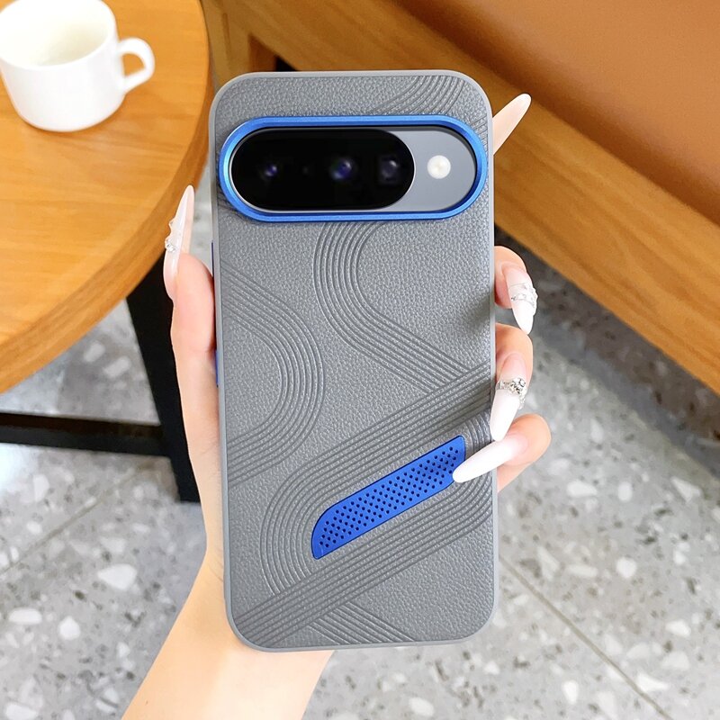 Чехол Для Google Pixel 11(Гугл Пиксель 11), soft touch, чехол-кардиомонитор, искусственная кожа, поликарбонат (PC), защита камеры, ударопрочный, усиленные углы, Google, Google Pixel 11, gray,
