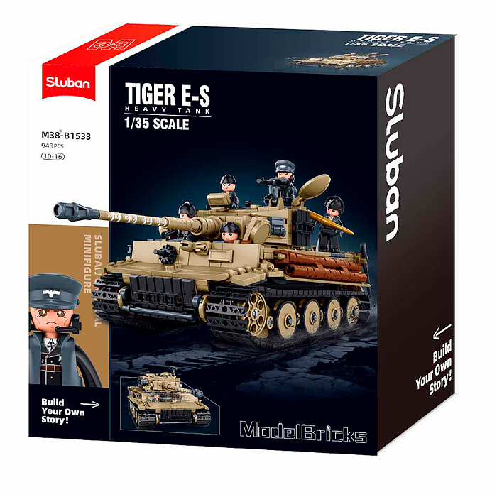 Конструктор M38-B1533 "Немецкий тяжелый танк "Тигр" (943 дет.) в коробке