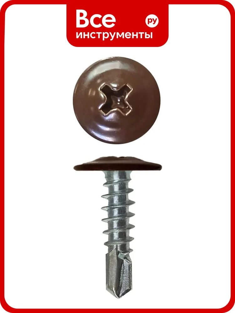 Саморез с прессшайбой Rizzel ПШС 4,2х25 RAL 8017 500 шт. 00000310046