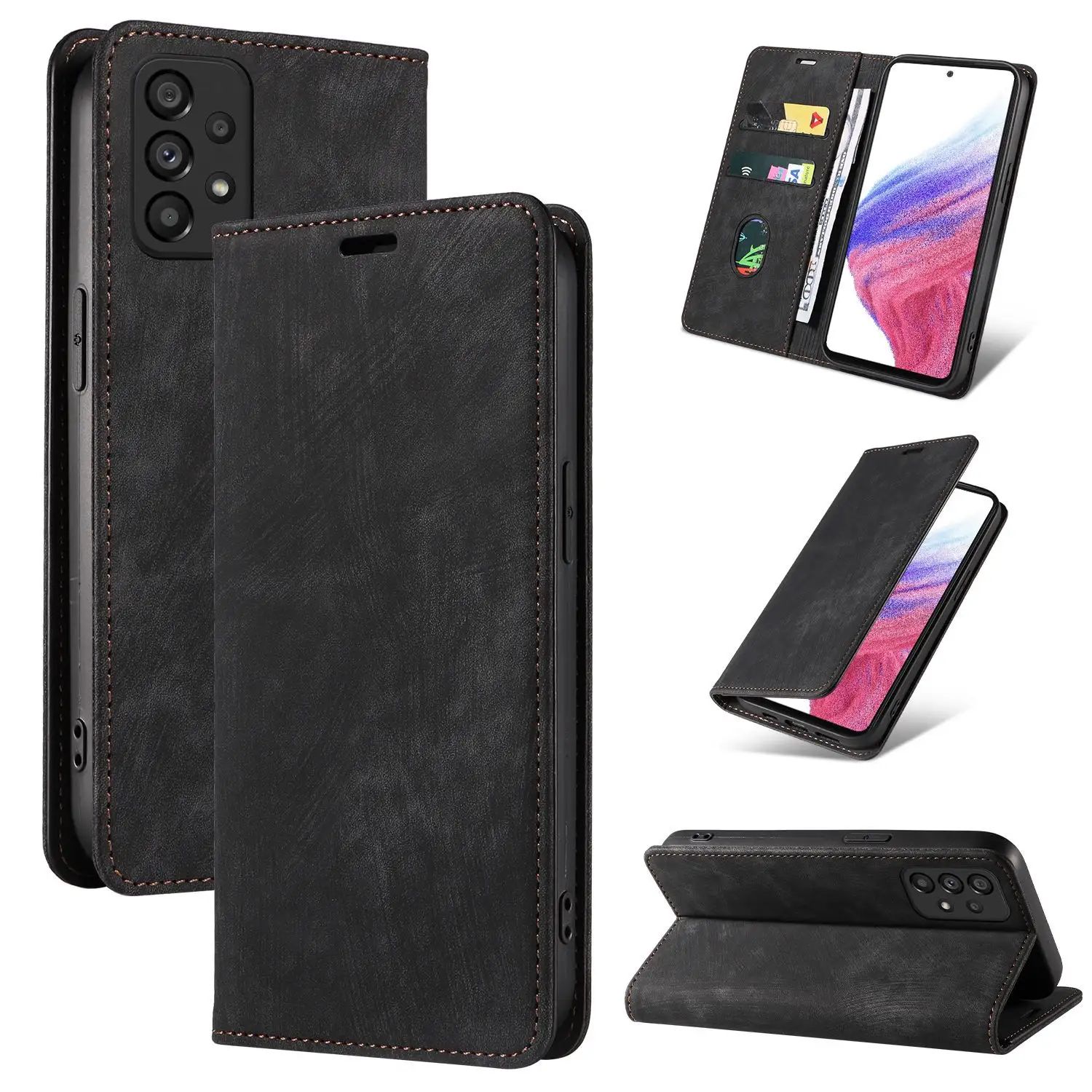 Кожаный чехол-книжка для Samsung Galaxy A53 5G(Самсуиг Галакси А53 5G), магнитный, с отделениями для карт и кошельком