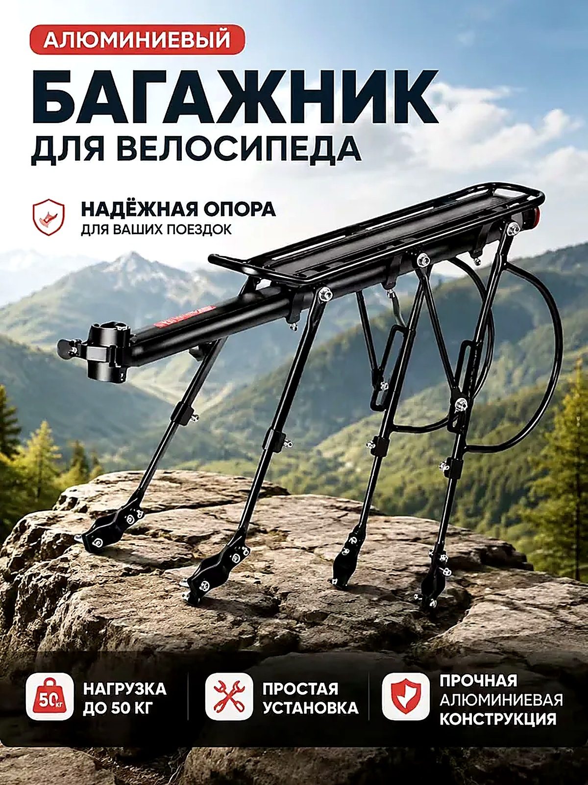 SpeenPro Багажник для велосипеда задний усиленный 24 29 дюймов до 100 кг, велобагажник повышенной прочности