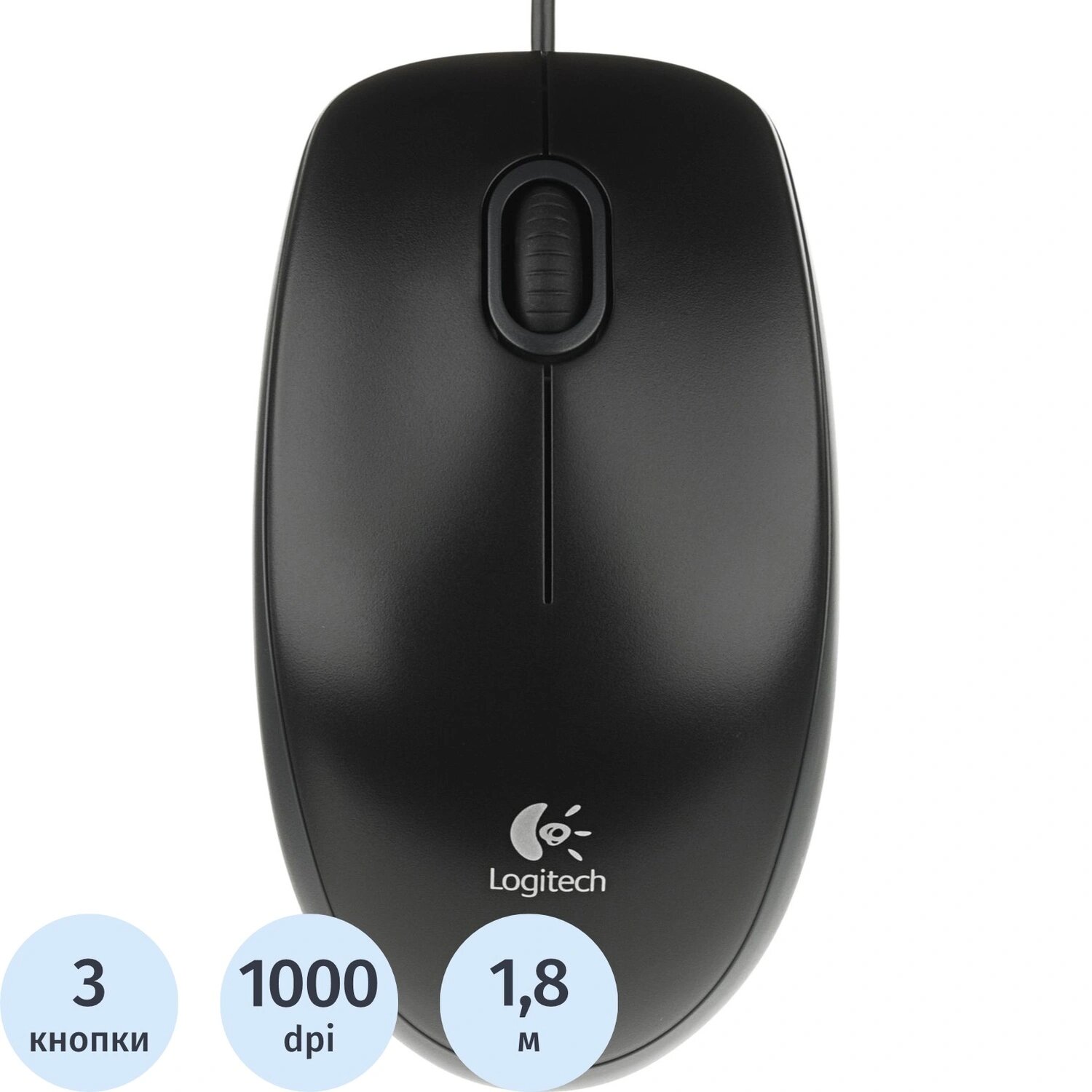 Logitech Мышь проводная Logitech B100 чёрная (910-003357)