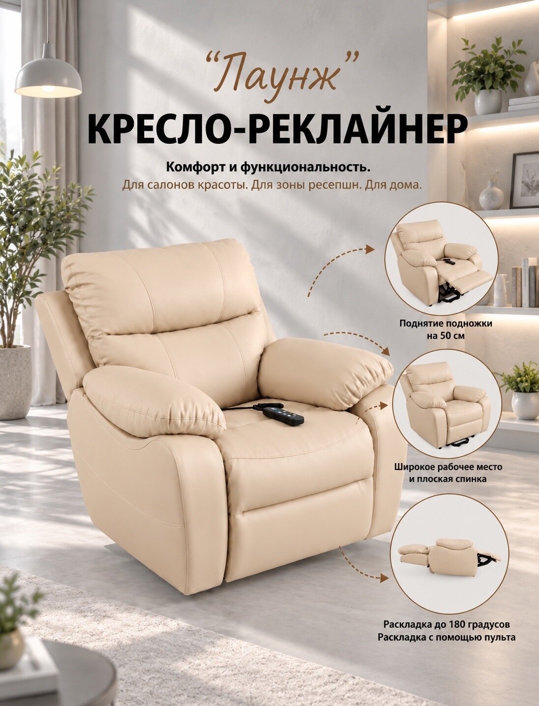 Кресло-реклайнер электрическое для лешмейкера для педикюра для дома