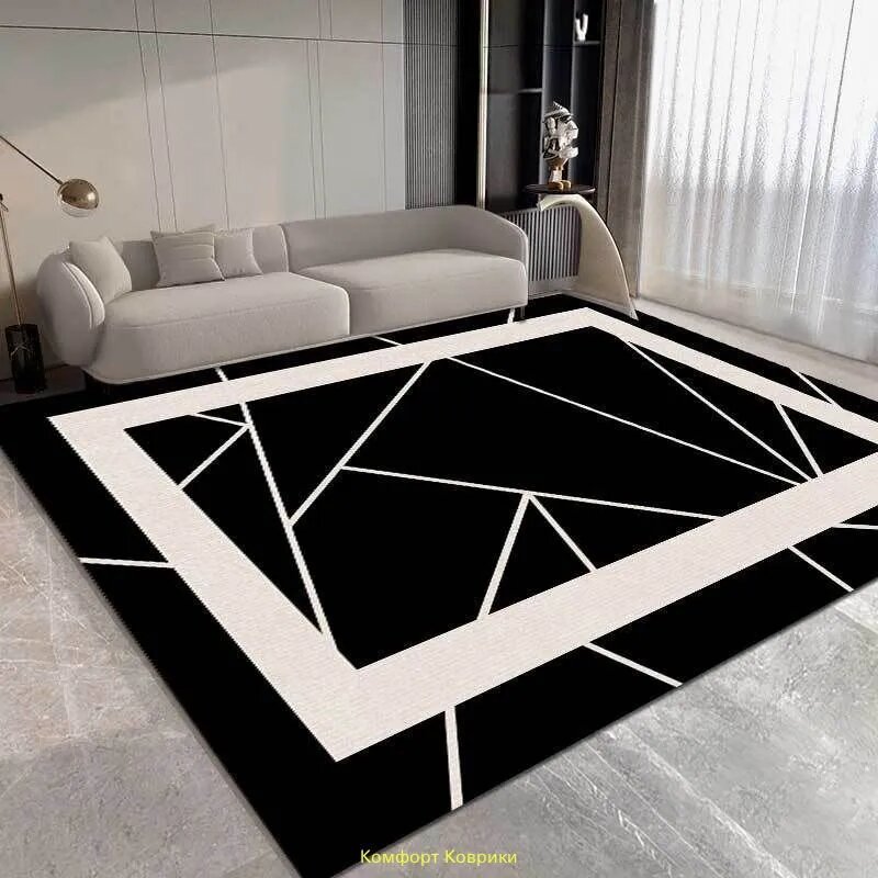 Ковер безворсовый 120x160 см 2 мм черный