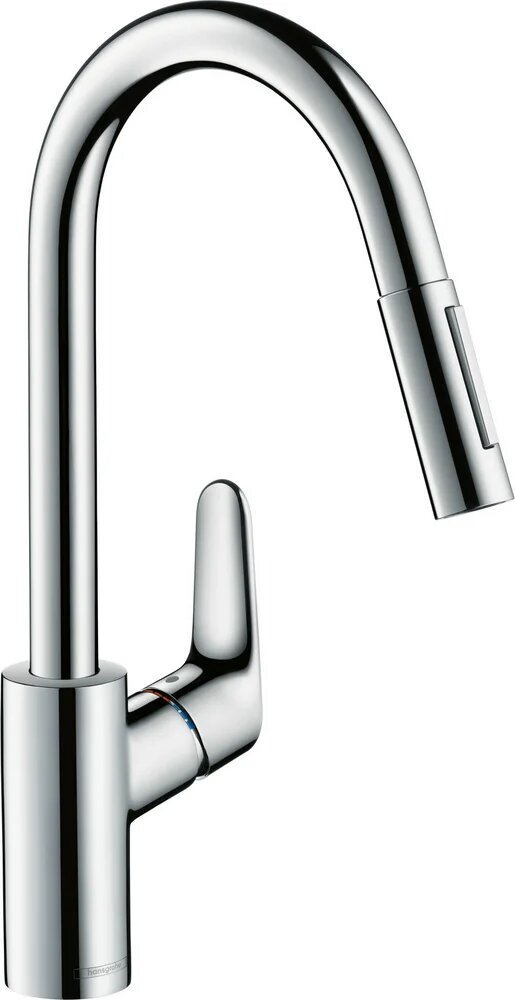 Смеситель для кухни Hansgrohe Focus 31815000 с поворотным изливом, хром, глянцевый, однорычажный, латунный, с керамическим картриджем